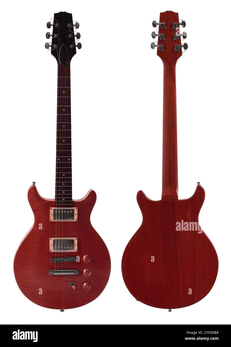 Electric guitar isolated on white, back and front views Stock Photo - Alamy