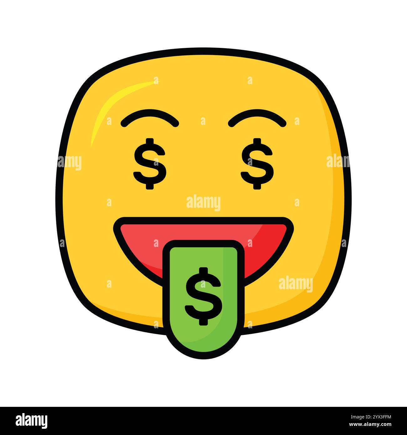 Rich emoji vector design, greedy expressions, dollar sign on tongue ...