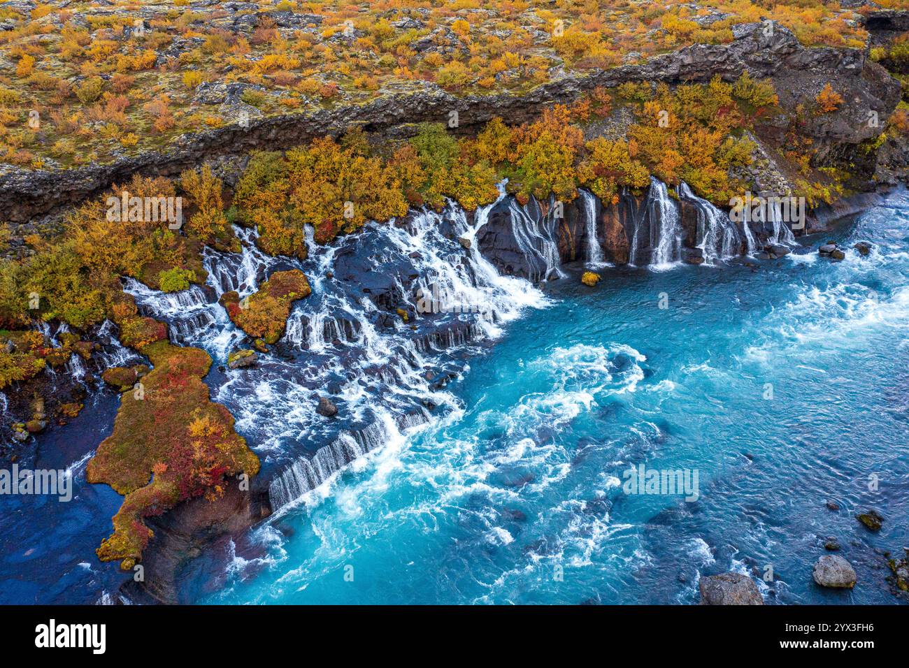 Autumn waterfall with vibrant trees Stock Photo - Alamy