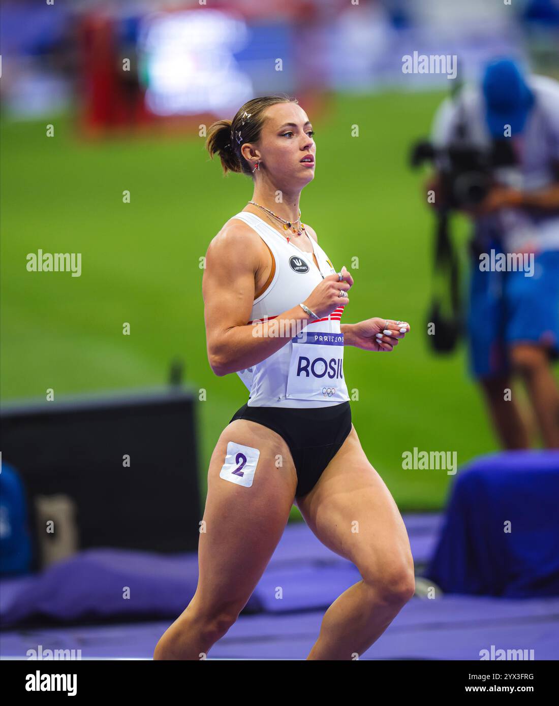 Rani Rosius participating in the 100 meters at the Paris 2024 Olympic ...
