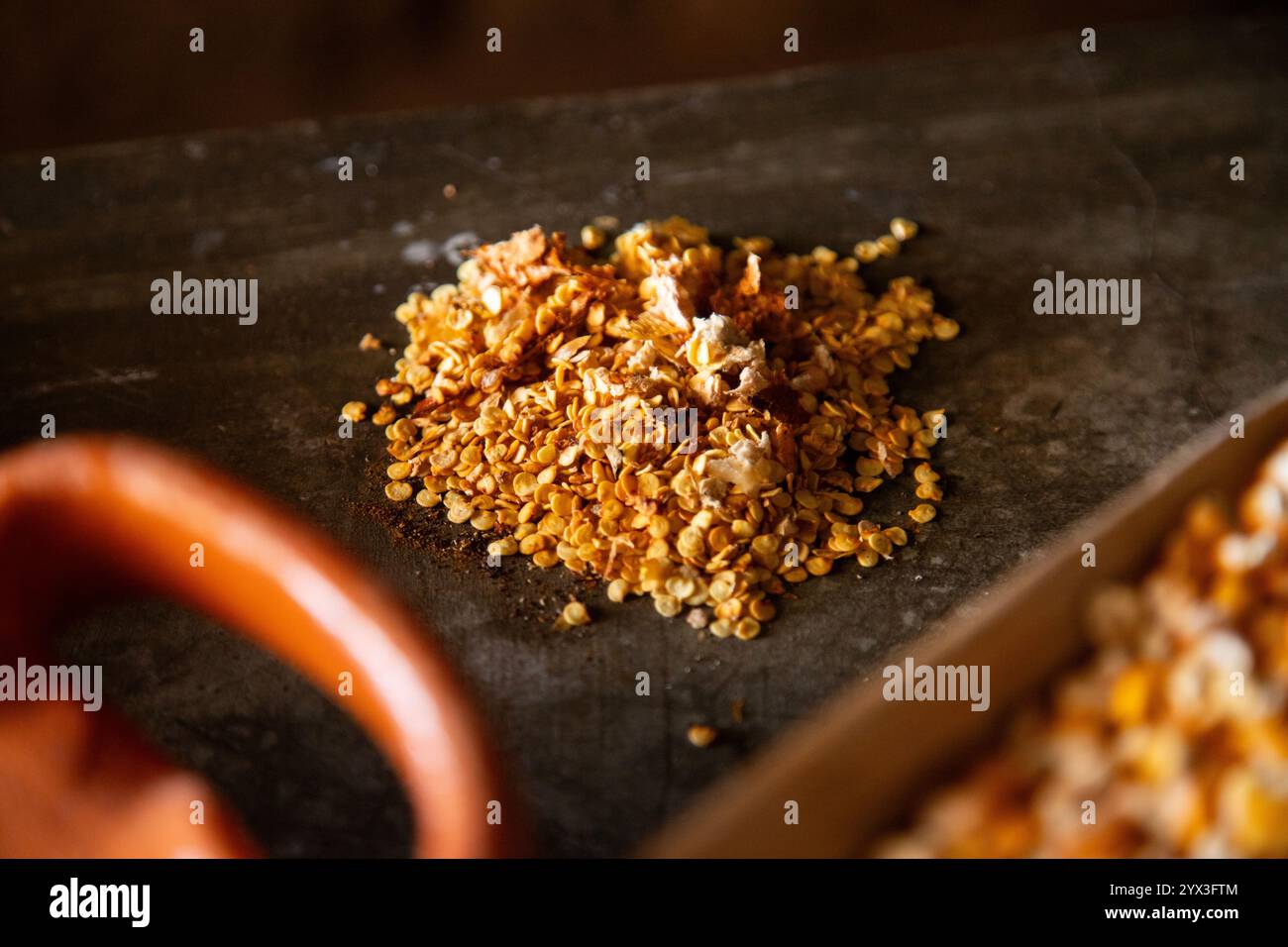 Local chili seeds from Oaxaca. The seeds are roasted and grinded with a ...