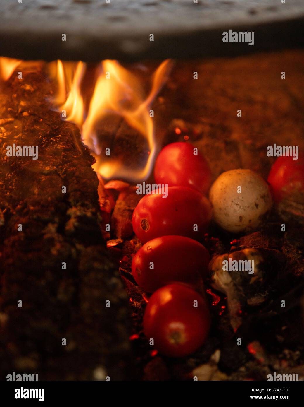 Tomatoes roasted on a Mexican comal to prepare a red mole in the Oaxaca ...