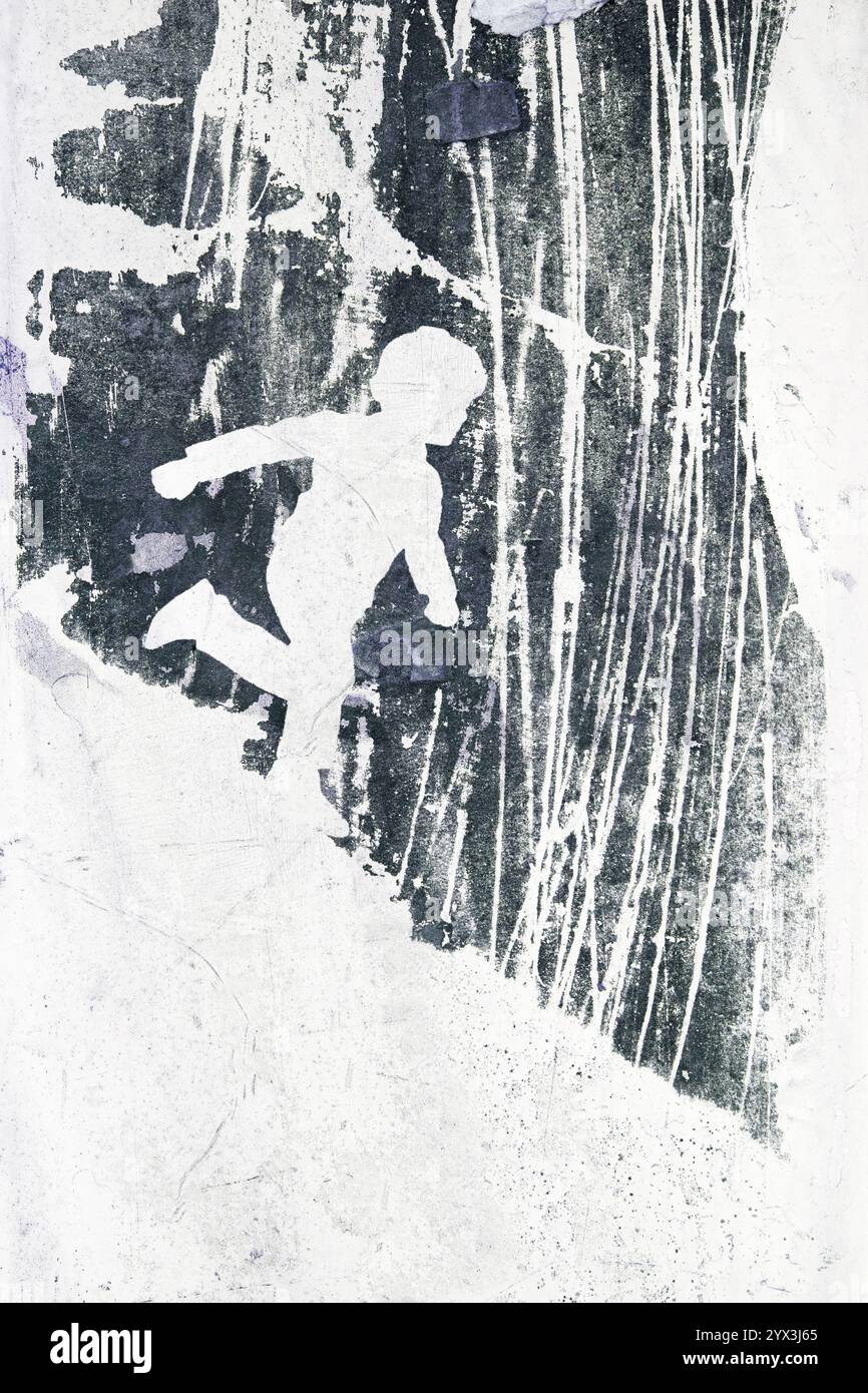 Boy running down a snowy slope Stock Photo - Alamy