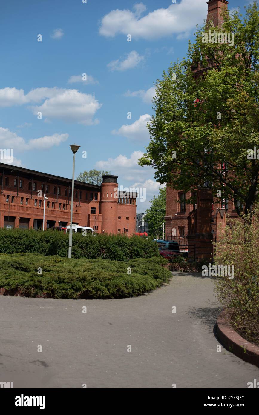 Fire station buildings near the old town ramparts in Poznań, Poland ...