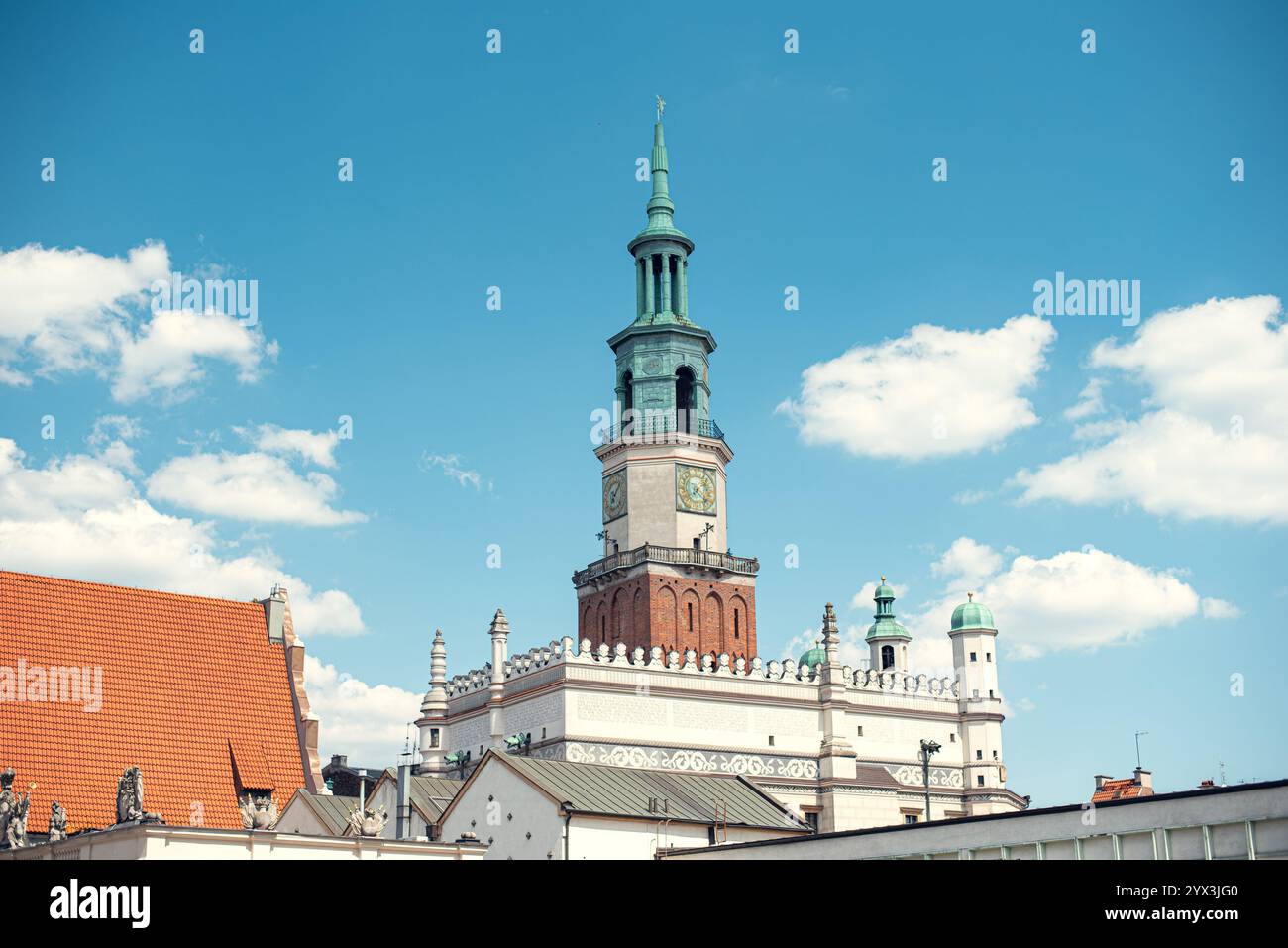 The Town Hall Tower in the Main Square (Rynek) in Poznań, Poland, with ...
