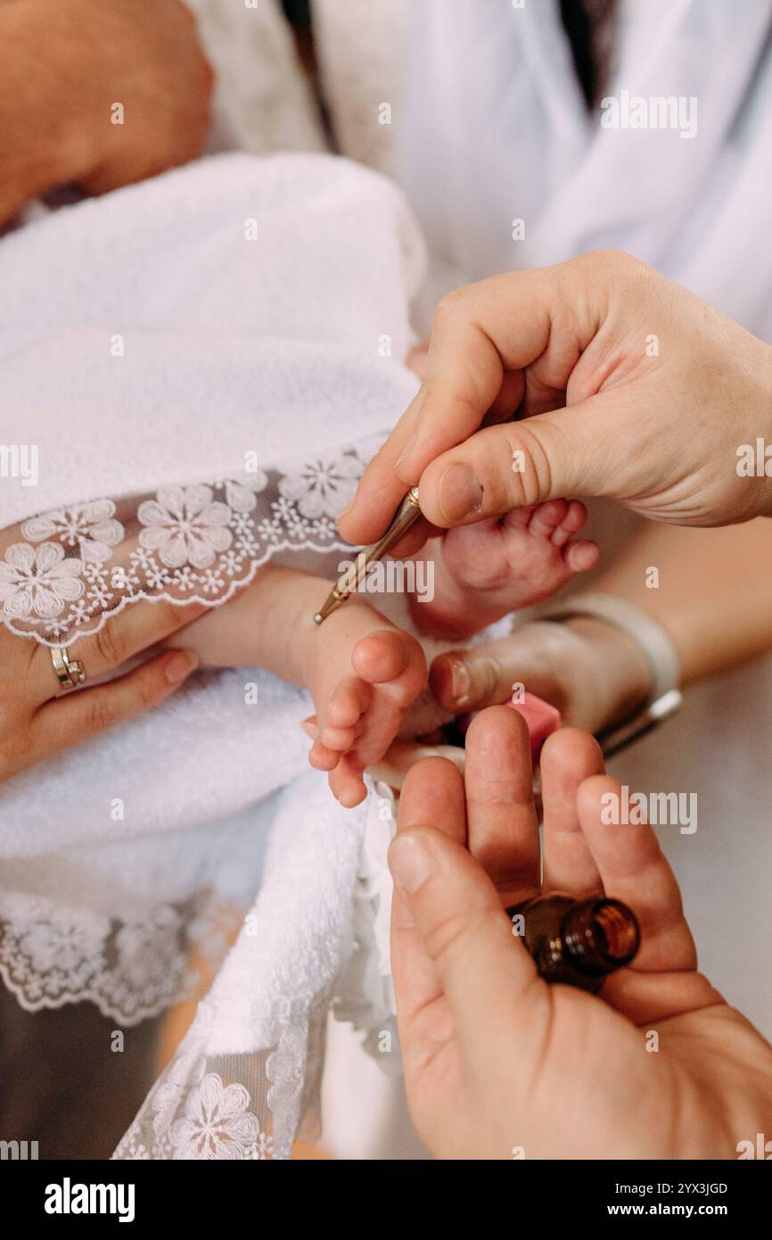 Christening background with baptism baby dress, and cross on pastel ...