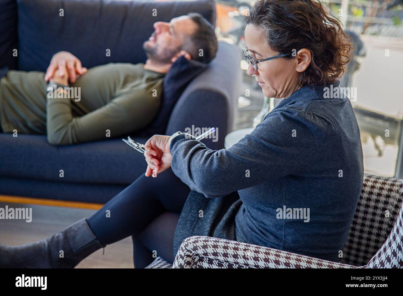 Conversation psychologist during support hi-res stock photography and ...