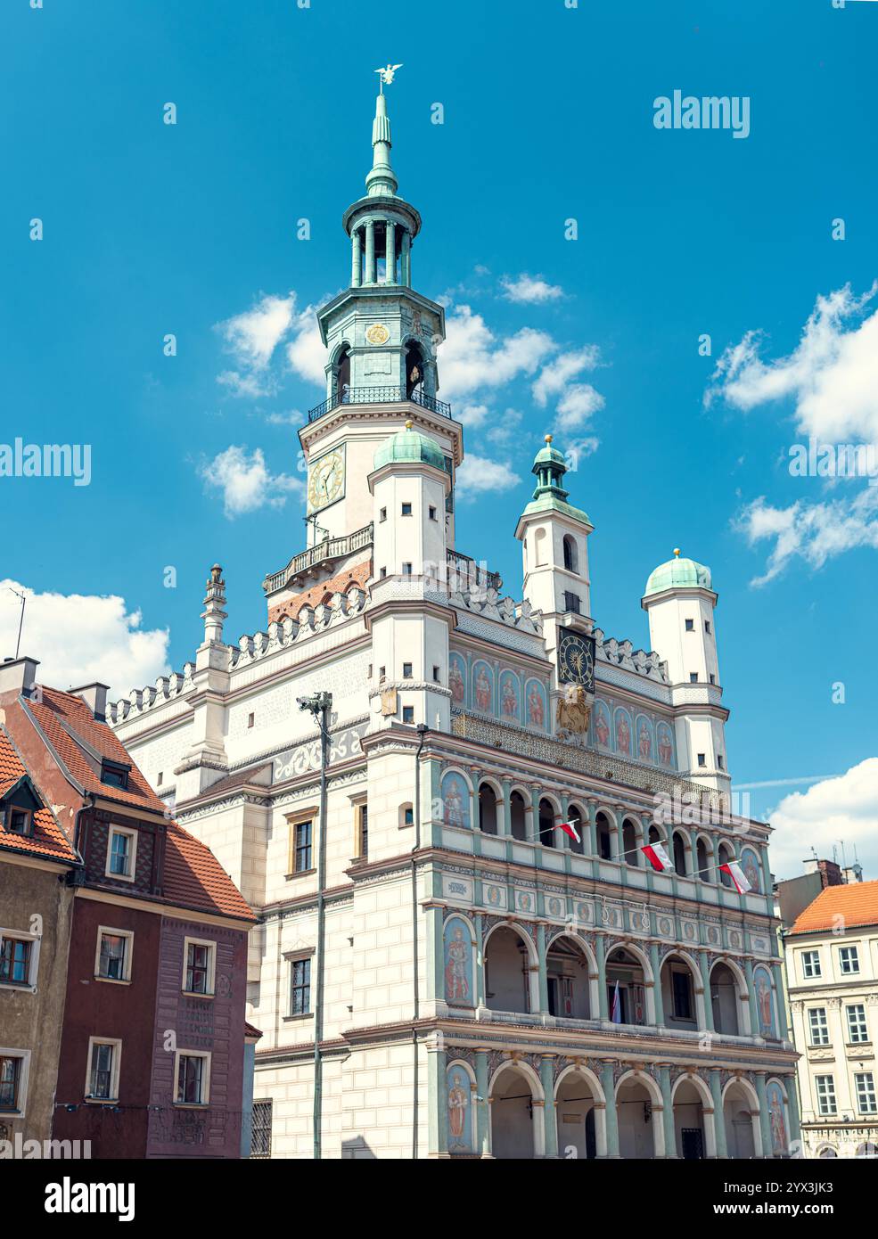 The Town Hall Tower in the Main Square (Rynek) in Poznań, Poland, with ...