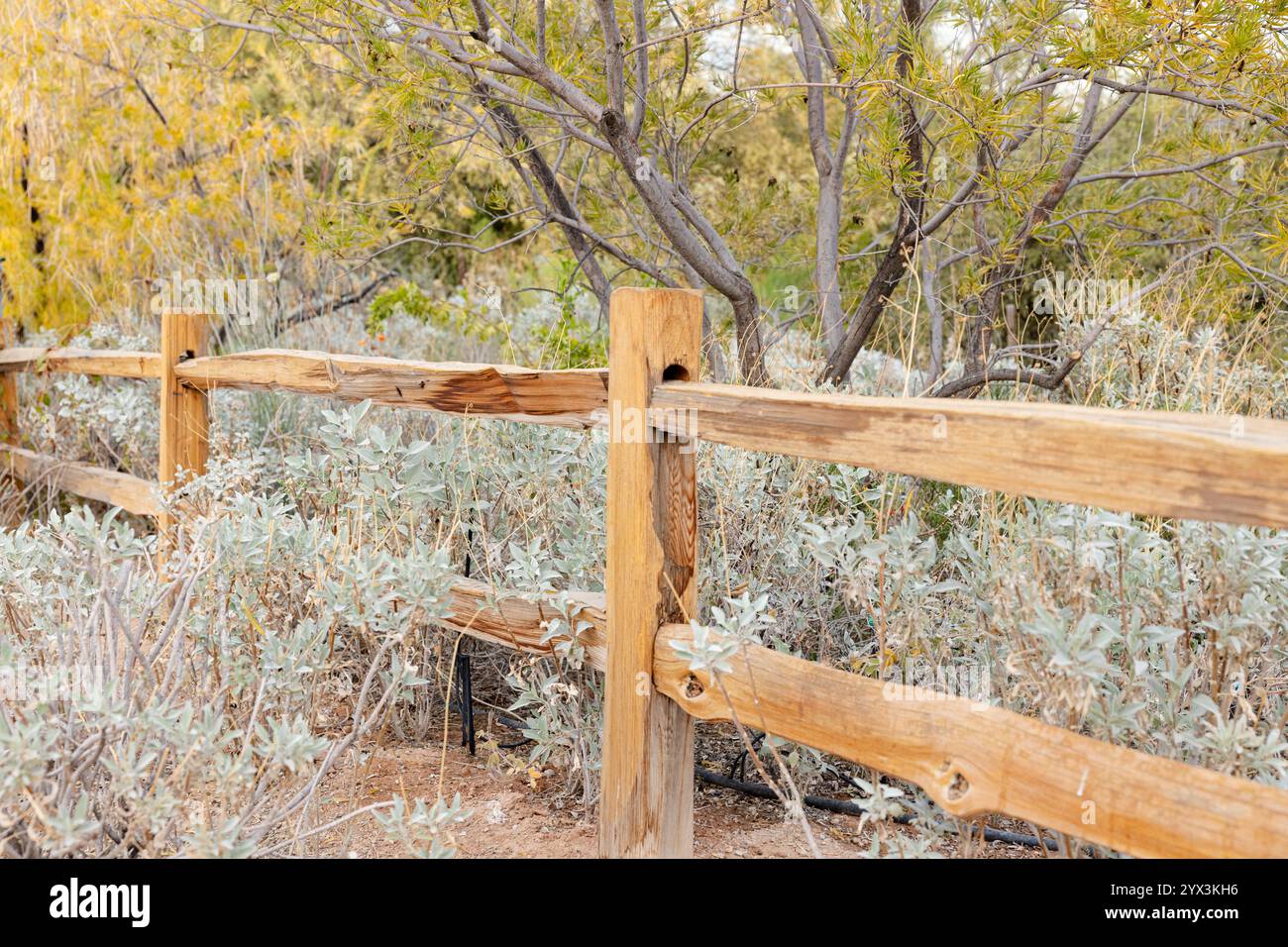 Desert landscape wooden fence hi-res stock photography and images - Alamy