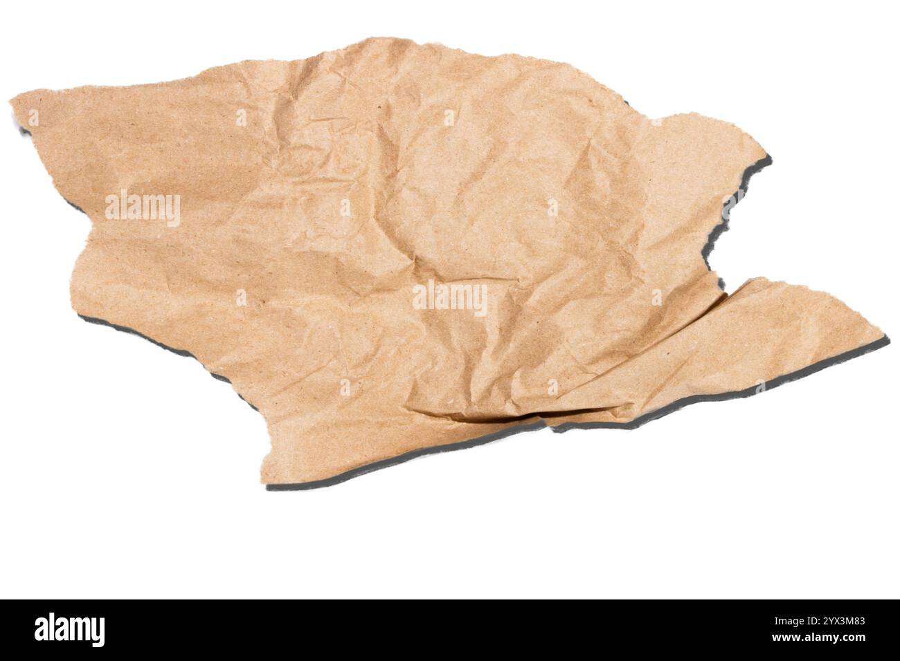 Crumpled piece of beige paper on an empty background. Textured element ...