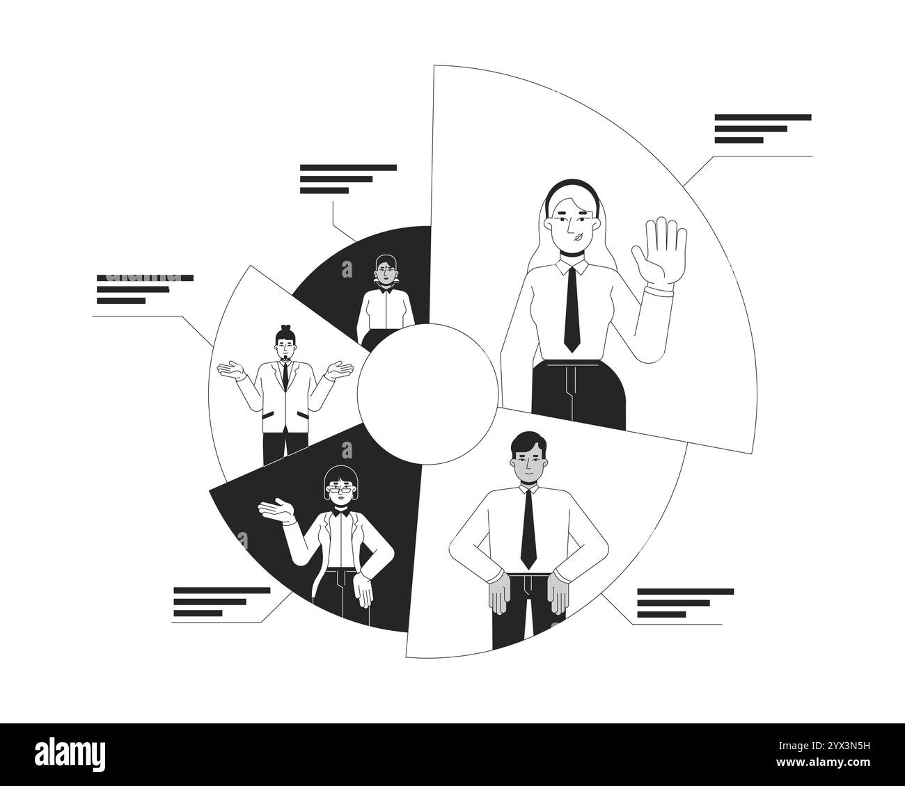 Effective workload distribution black and white 2D illustration concept ...