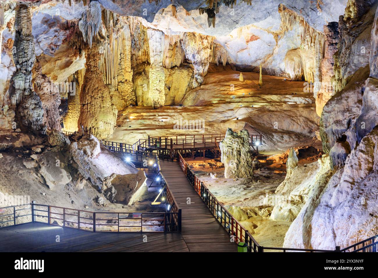 Scenic view of giant chamber inside Paradise Cave, Vietnam Stock Photo ...