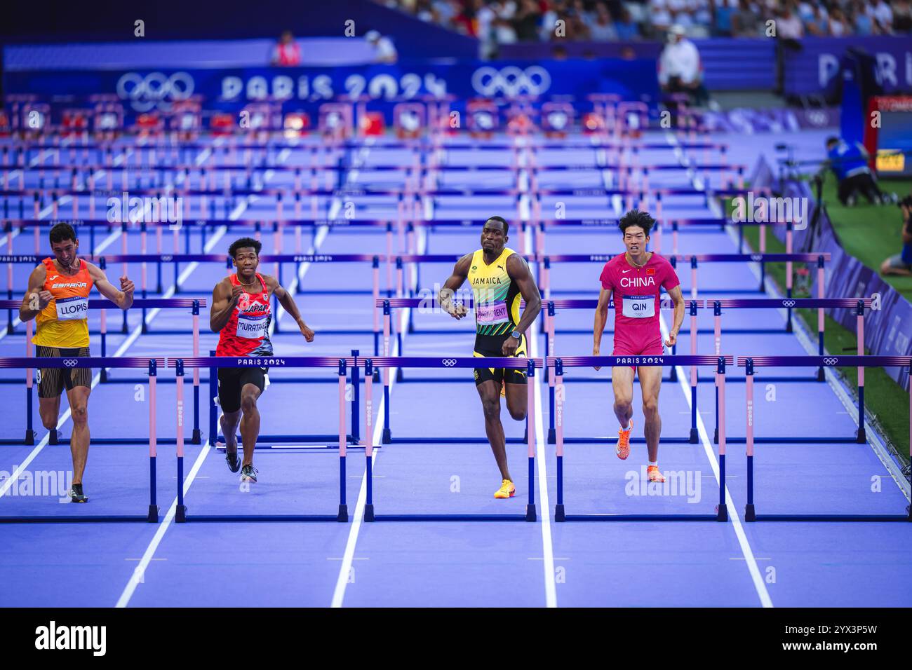 Hansle Parchment participating in the 110 meters hurdles at the Paris ...