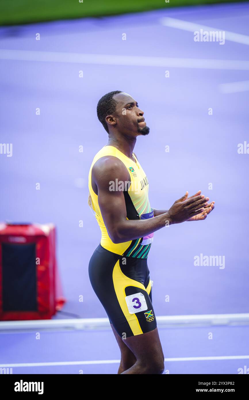 Hansle Parchment participating in the 110 meters hurdles at the Paris ...