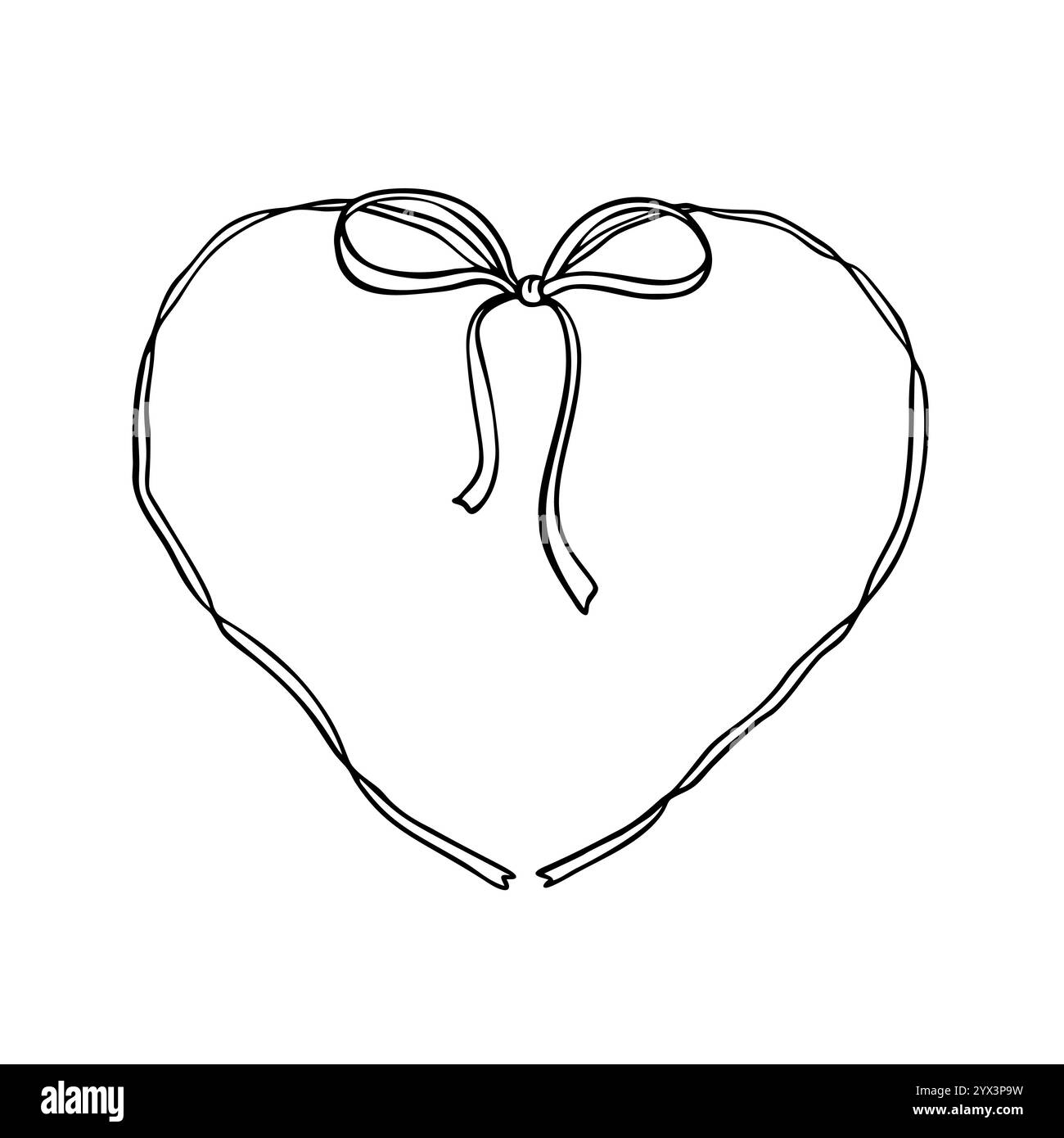 Hand drawn boho heart ribbon frame. Valentines Day, wedding, Save the ...