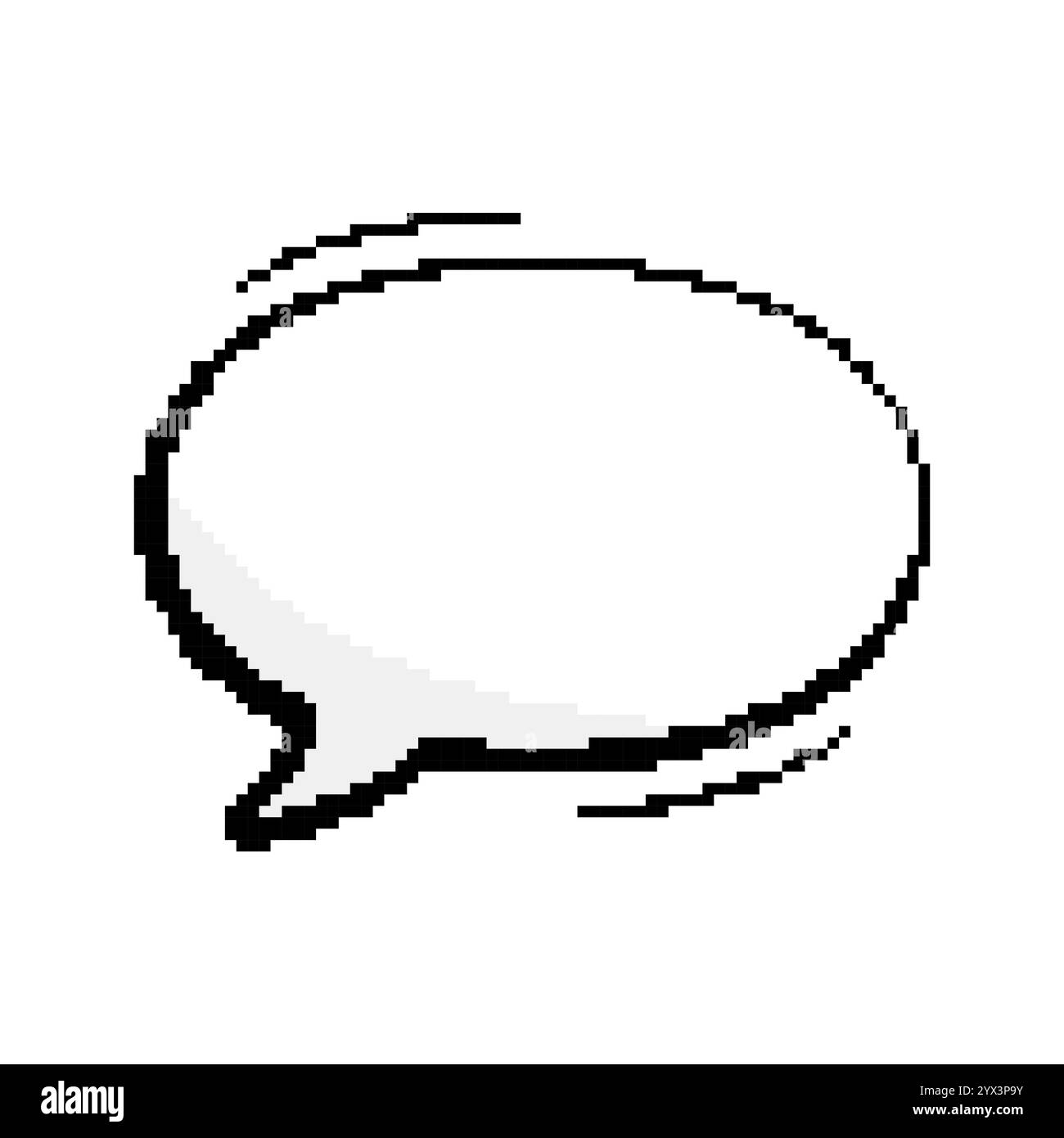 Retro Pixel Art Speech Bubble Icon. Oval dialogue bubble in pixelated ...