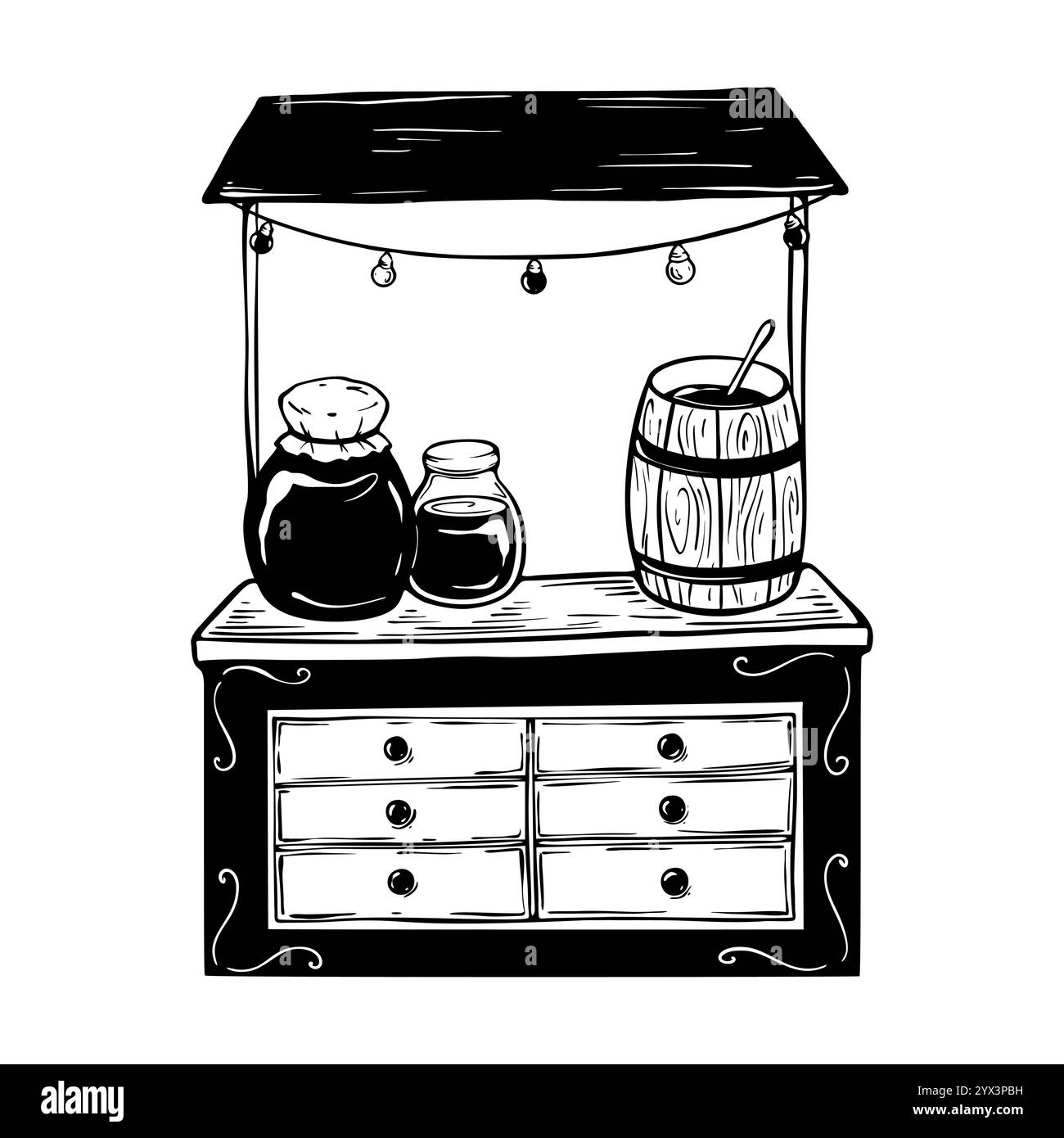 Bee honey seller vendor hand drawn sketch vector illustration. Farm ... Bee honey seller vendor hand drawn sketch vector illustration. Farm ...
