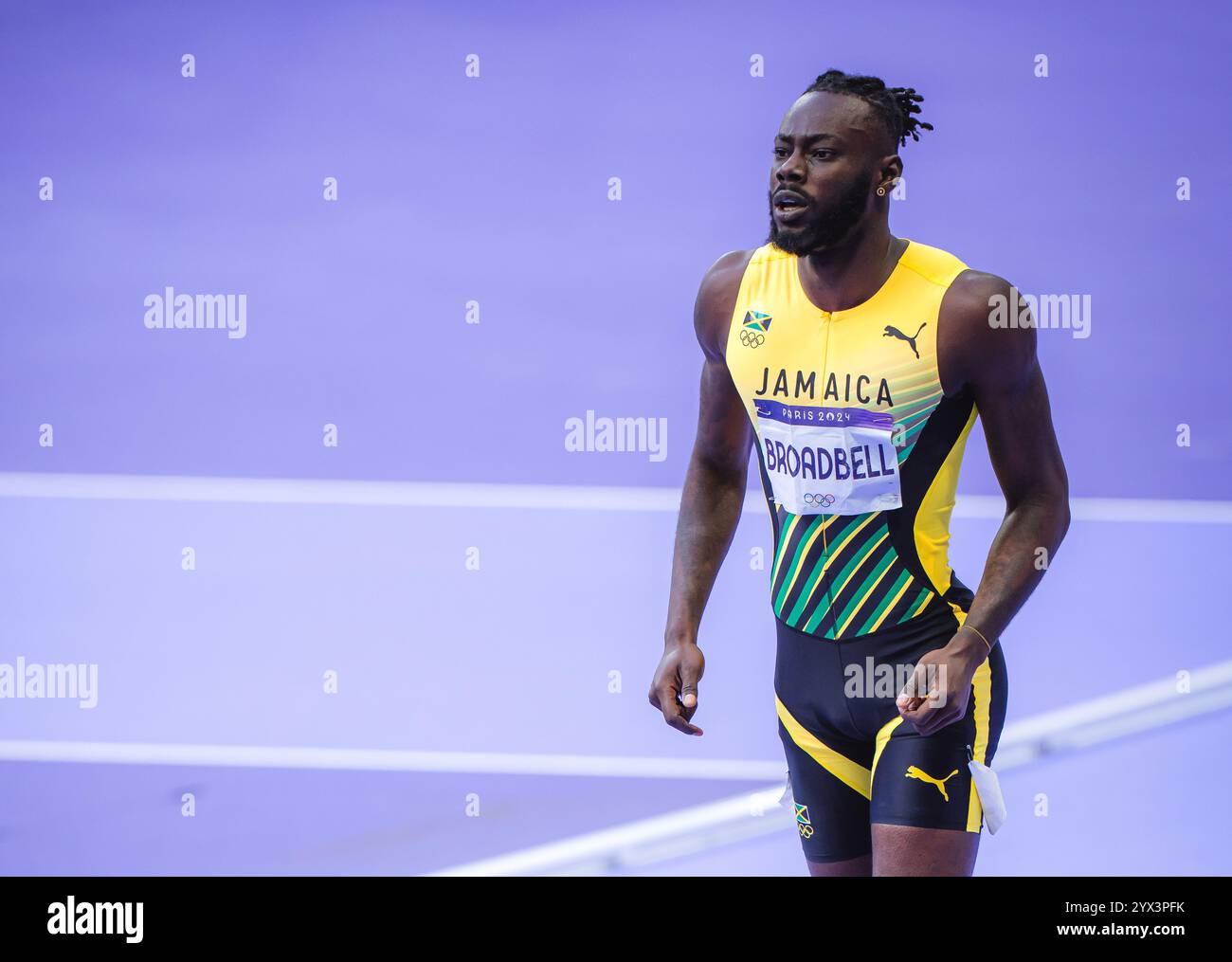 Rasheed Broadbell participating in the 110 meters hurdles at the Paris ...