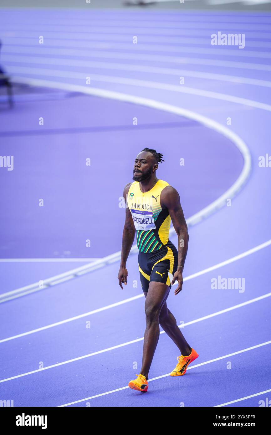 Rasheed Broadbell participating in the 110 meters hurdles at the Paris ...