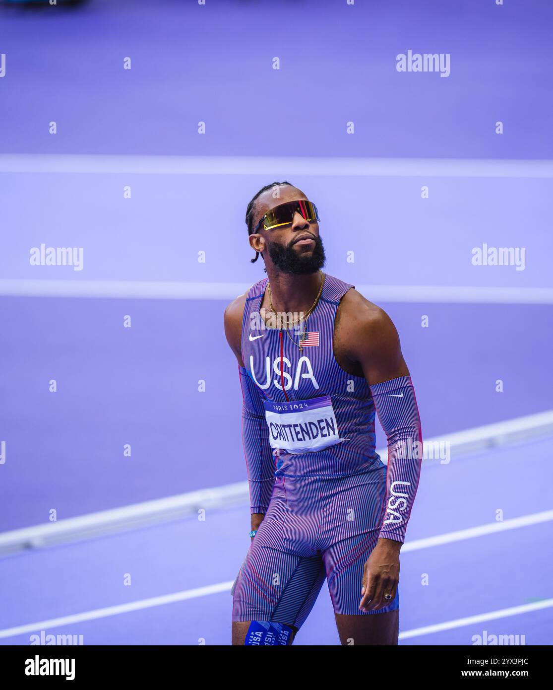 Freddie Crittenden participating in the 110 meters hurdles at the Paris ...