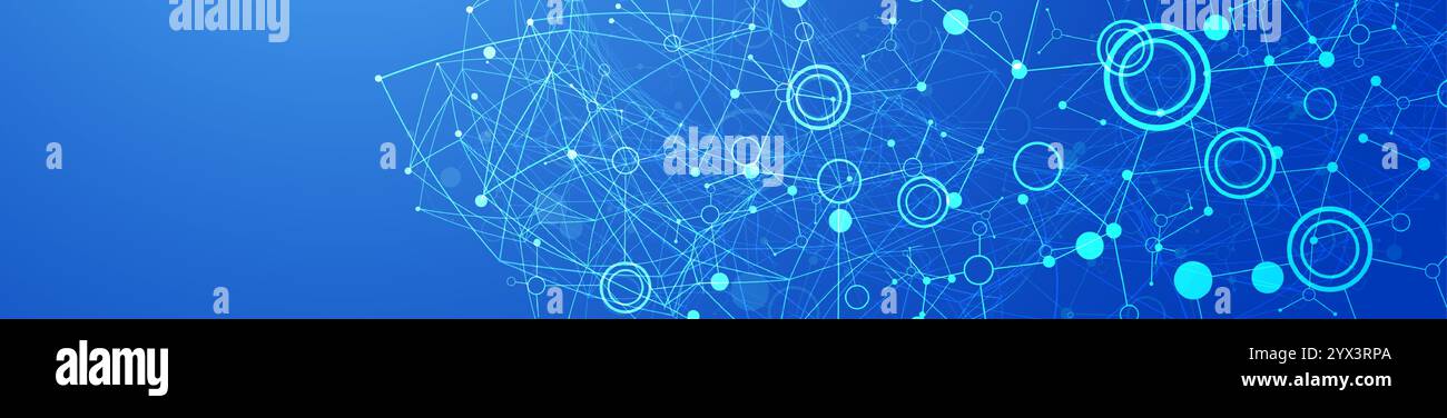 Scientific abstract background. Plexus effect and circles connected by lines. Hand drawn vector ...