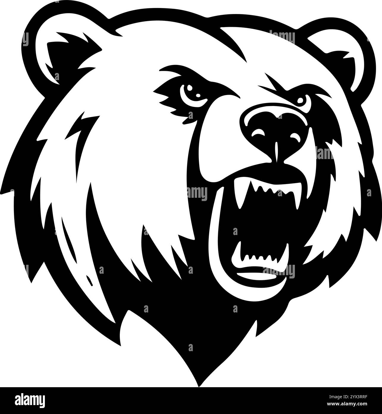 Angry bear head. Grizzly Bear Mascot Head. Design element for logo, label, sign, badge Stock ...