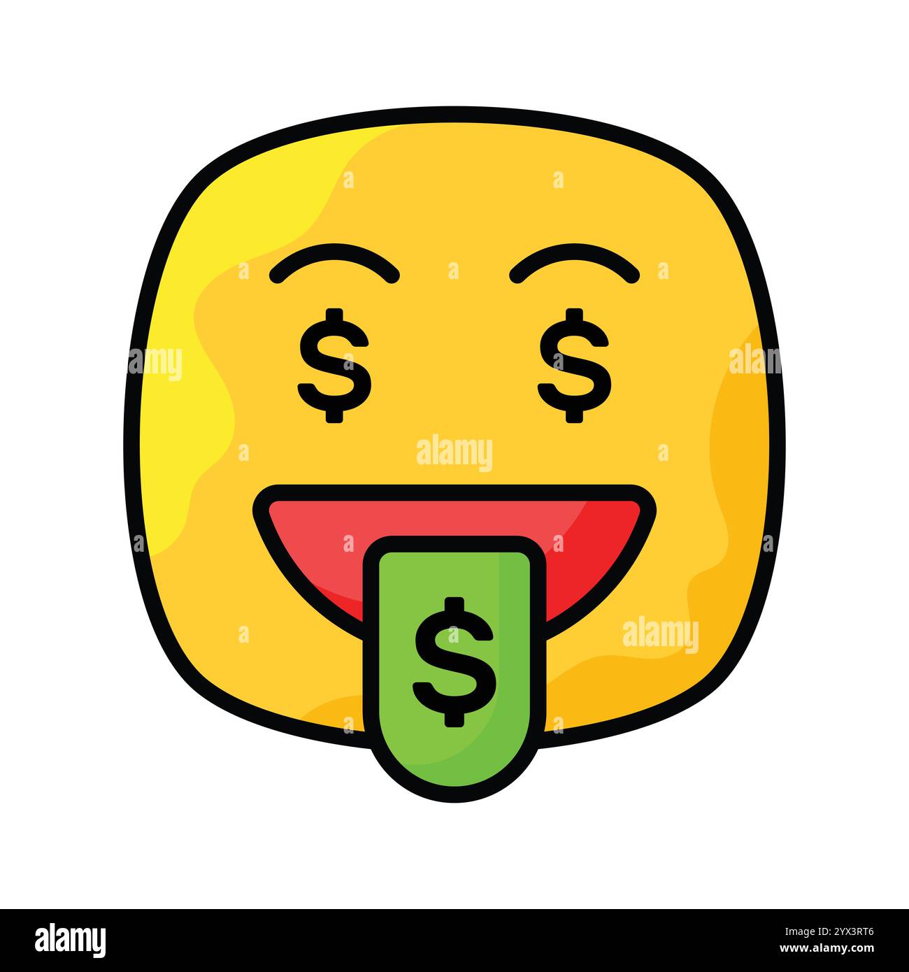 Rich emoji vector design, greedy expressions, dollar sign on tongue ...