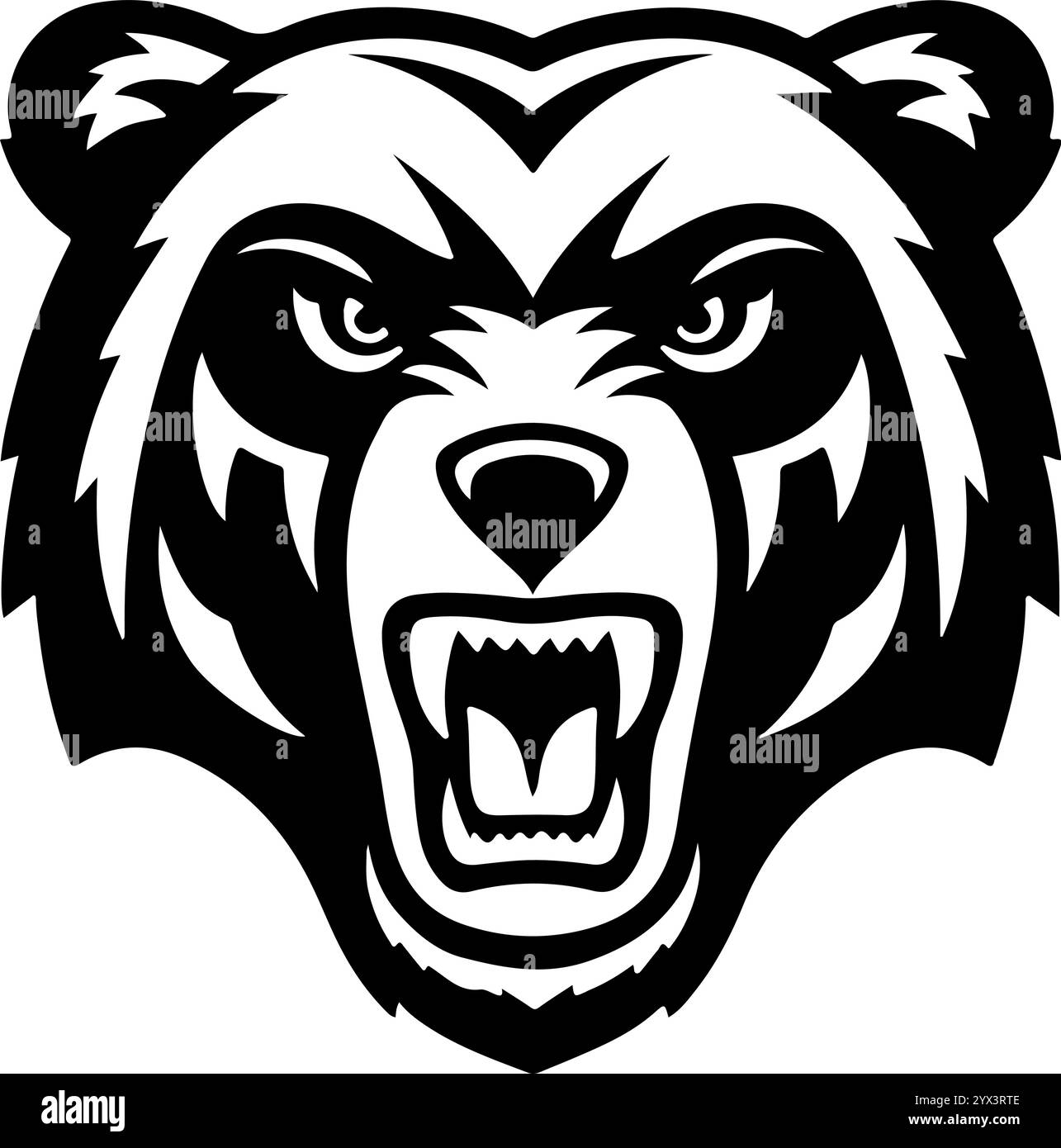 Angry bear head. Grizzly Bear Mascot Head. Design element for logo, label, sign, badge Stock ...