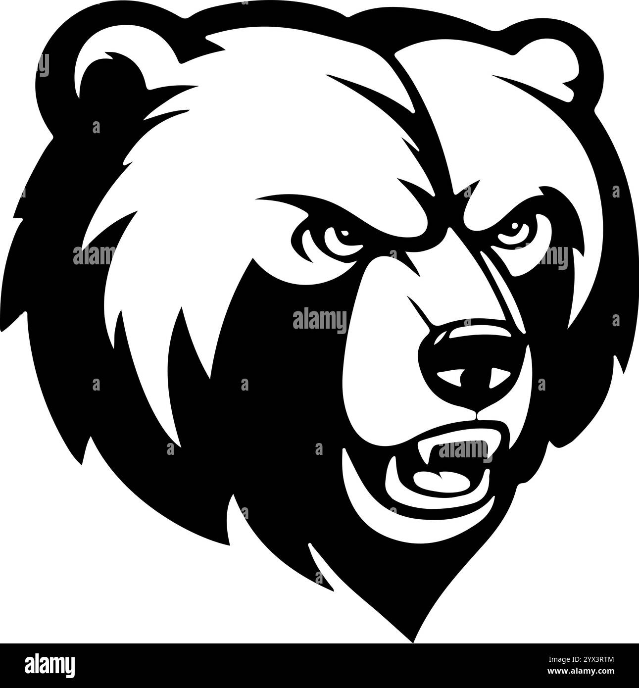 Angry bear head. Grizzly Bear Mascot Head. Design element for logo, label, sign, badge Stock ...