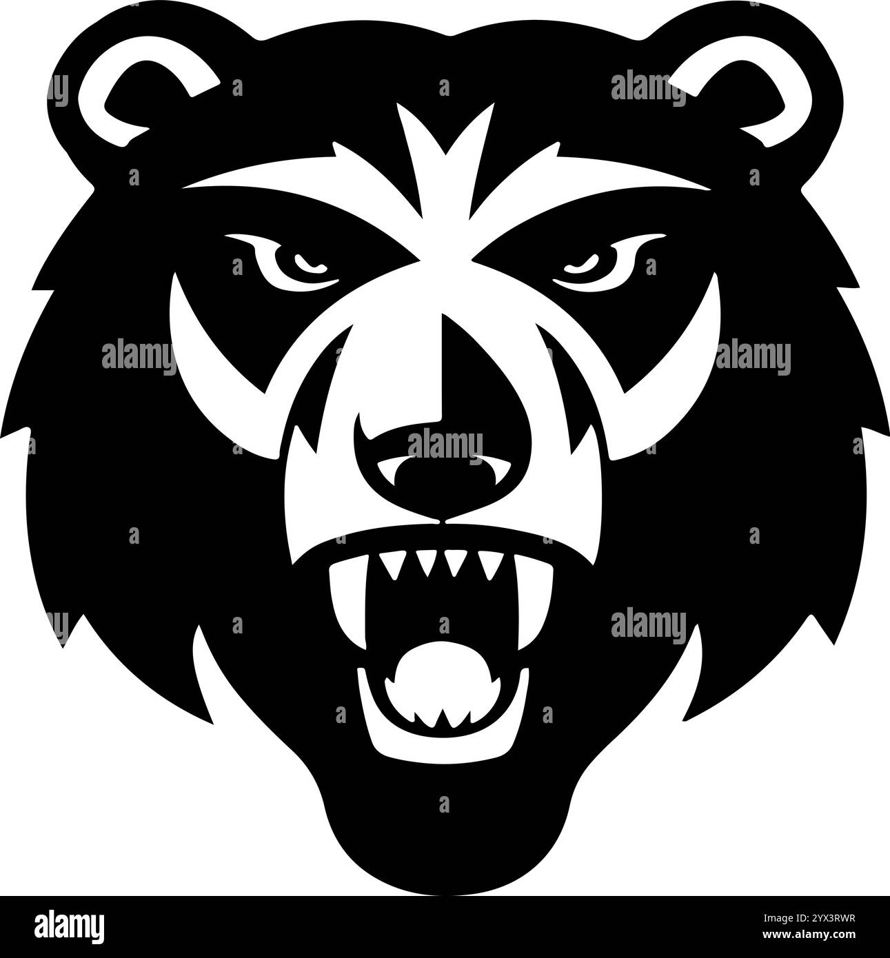 Angry bear head. Grizzly Bear Mascot Head. Design element for logo, label, sign, badge Stock ...
