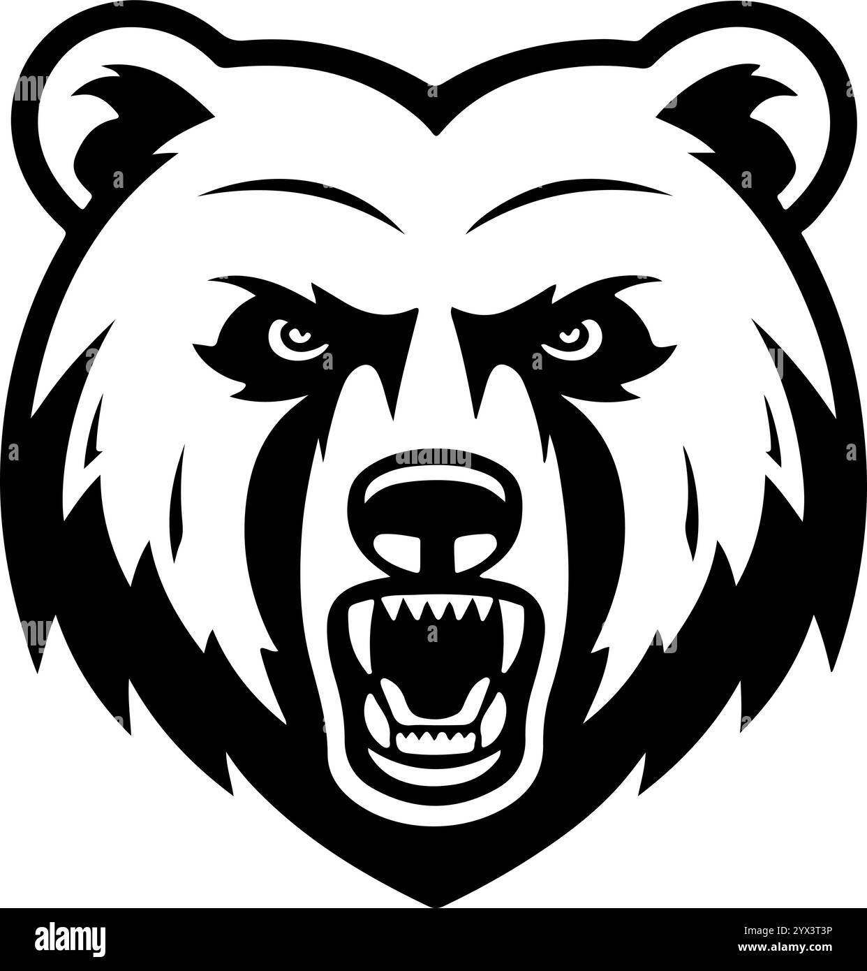 Angry bear head. Grizzly Bear Mascot Head. Design element for logo, label, sign, badge Stock ...