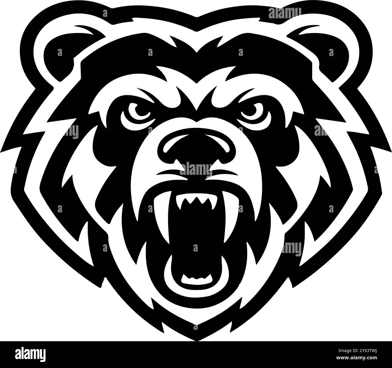 Angry bear head. Grizzly Bear Mascot Head. Design element for logo, label, sign, badge Stock ...