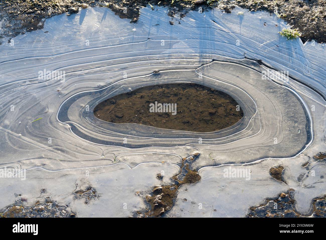 Abstract patterns in nature - frozen puddle at Radley Boathouse by the ...
