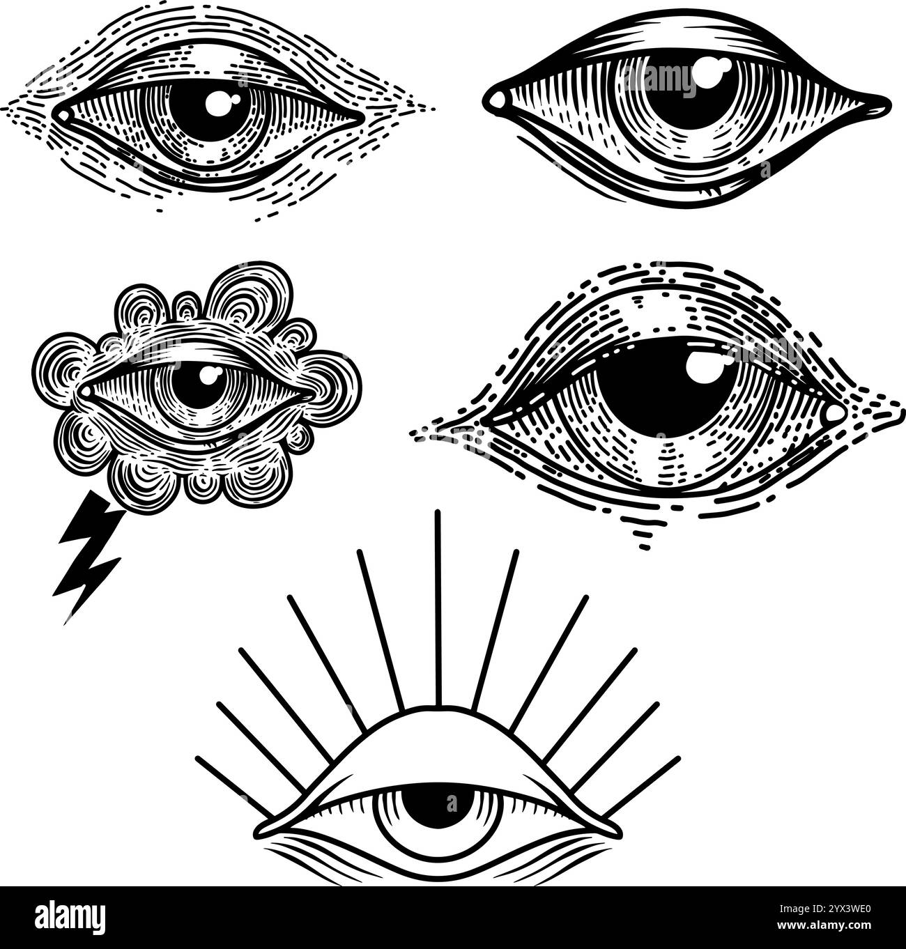 Esoteric vector symbols spiritual masonic tattoo symbol Black and White ...