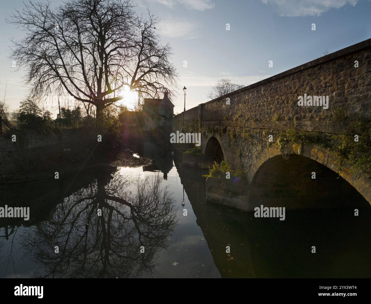 Abingdon's medieval stone bridge at sunrise. Abingdon claims to be the ...