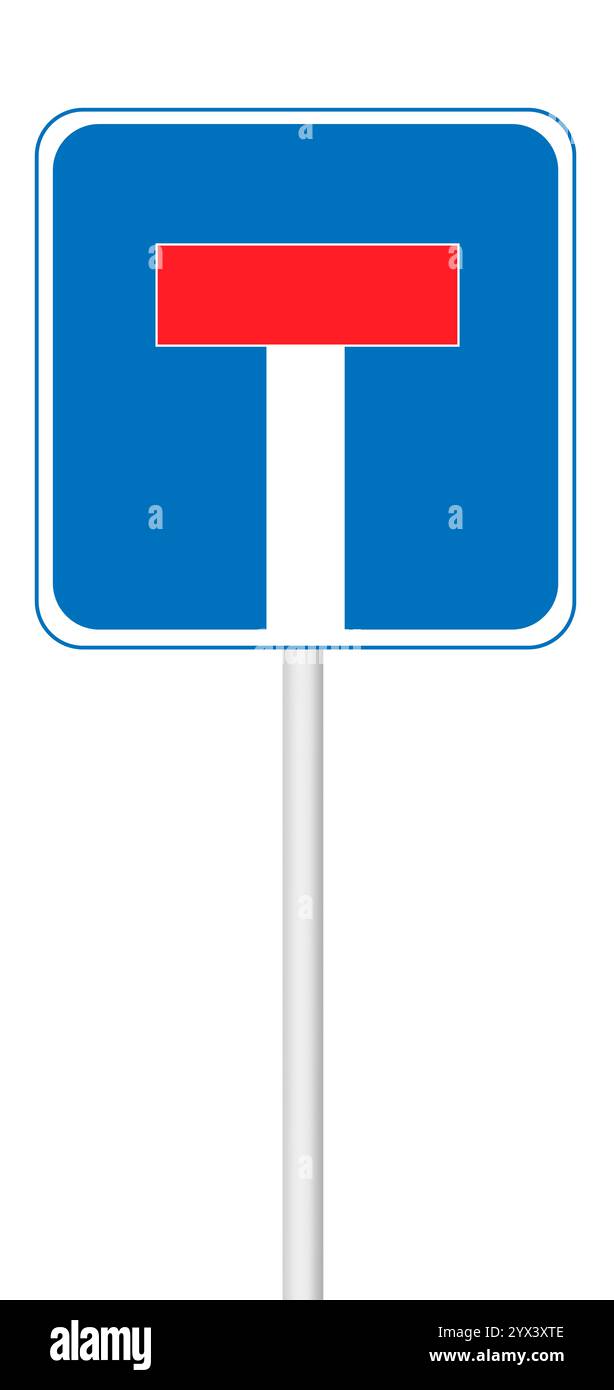 Dead end sign on a blank background with a white pole. Suitable for ...