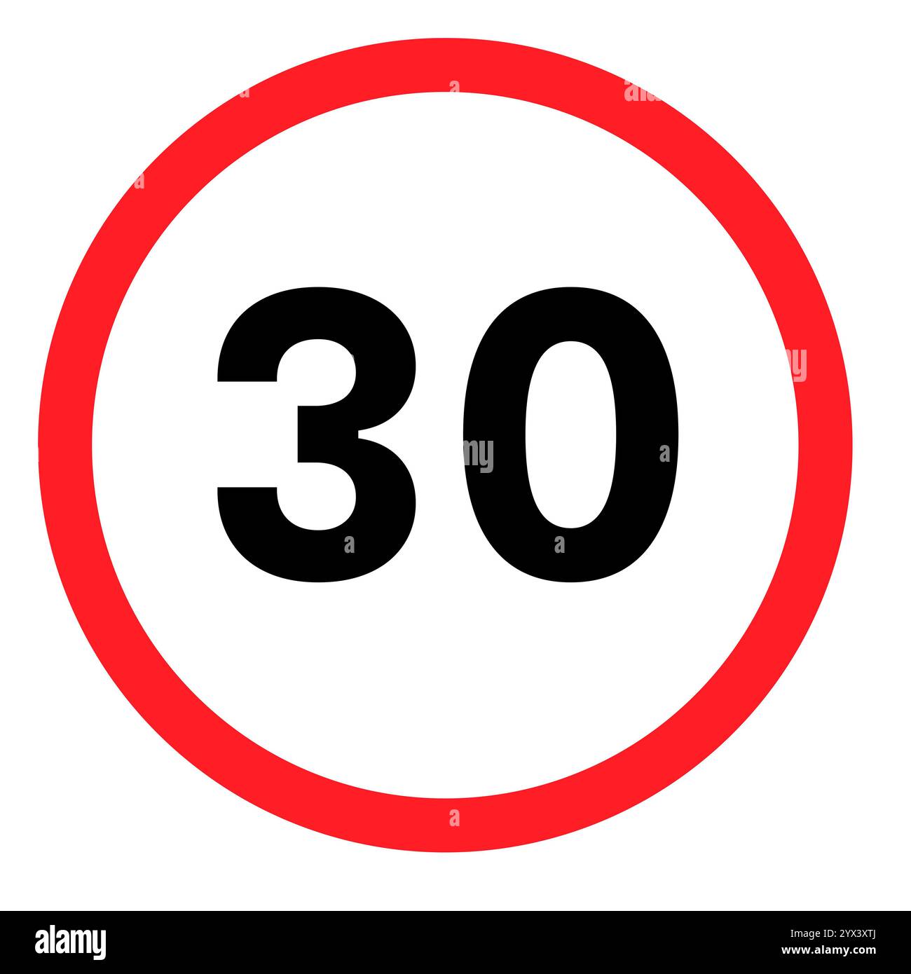 Speed limit sign 30 on a blank background. Ideal for traffic regulation ...