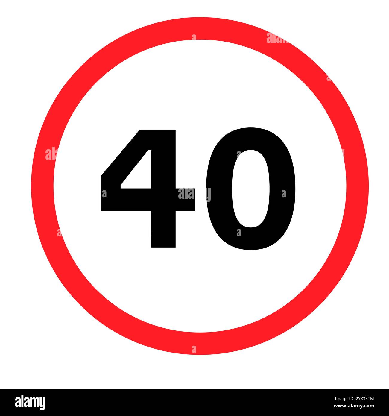 Speed limit sign 40 on a blank background. Ideal for traffic regulation ...