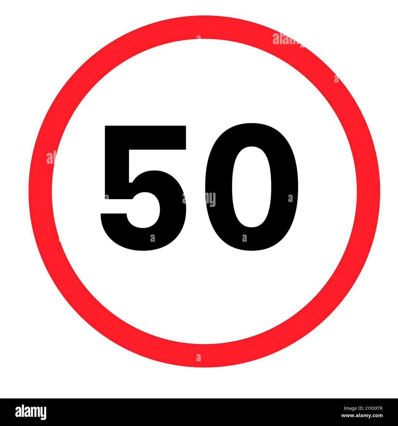 Speed limit sign 50 on a blank background. Ideal for traffic regulation ...