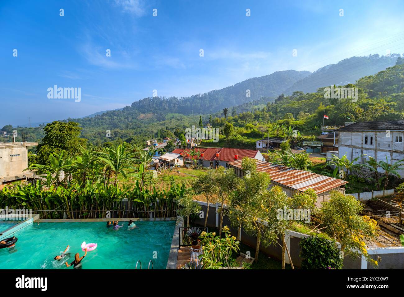 Modern Outdoor Pool with Scenic Mountain View. Stunning Natural Scenery ...