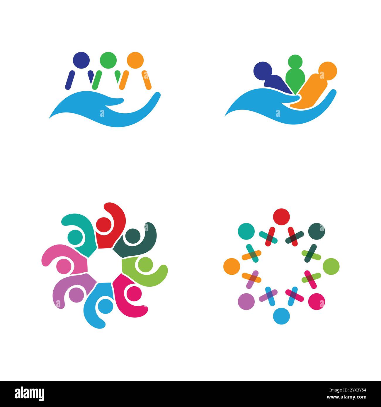 Colorful figures form circle celebrating unity and togetherness Stock ...