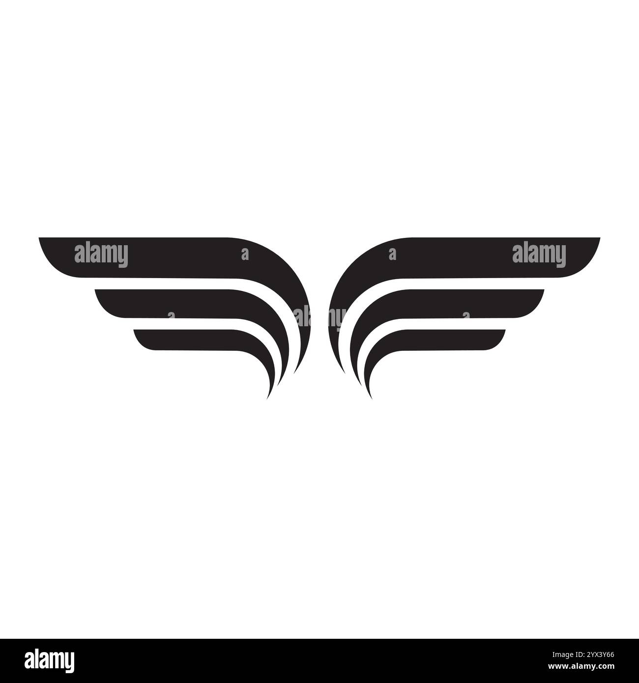 A minimalistic wing black and white vector illustration of a stylized ...