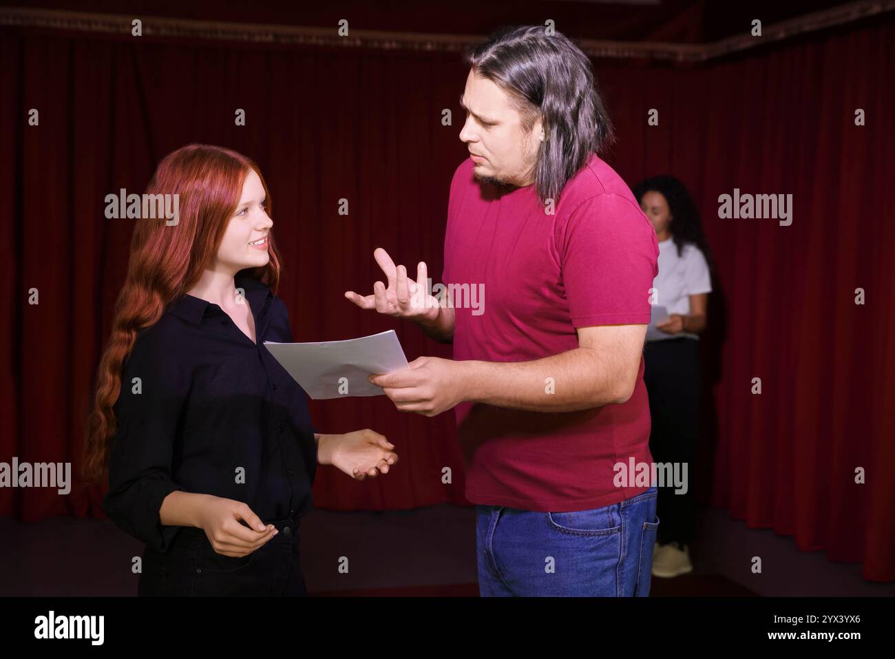 Professional actors rehearsing on stage in theatre Stock Photo - Alamy
