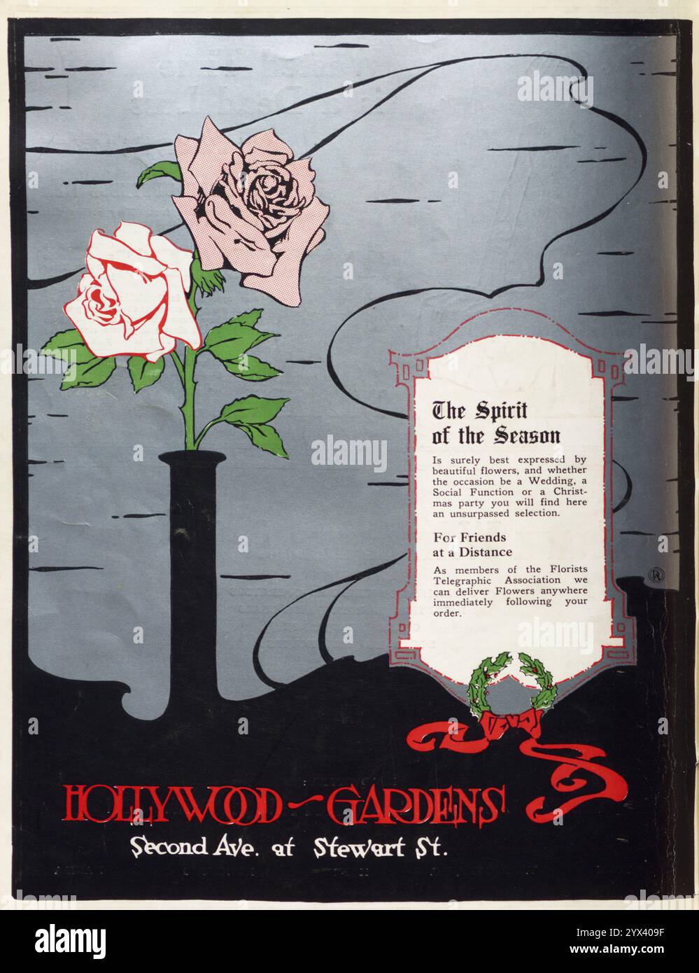 1920 Hollywood Gardens Christmas ad appeared in Town Crier magazine ...