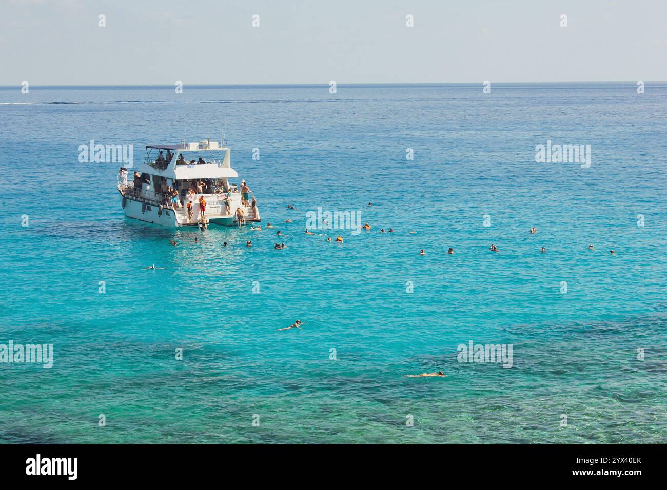 Ayia Napa, Cyprus. November 17, 2024. People spending time on a yacht ...