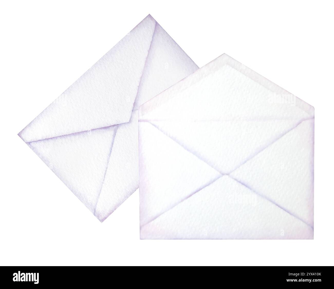 Watercolor clipart of two white envelopes, one open and one closed ...