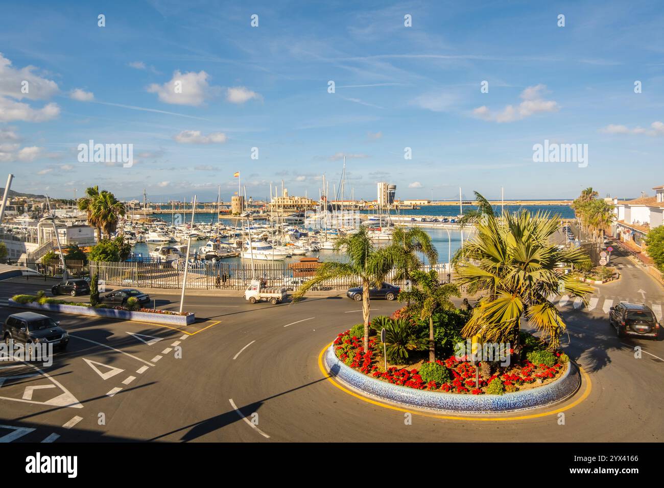 Beautiful street view with a harbor of Ceuta in Spain, North Africa ...