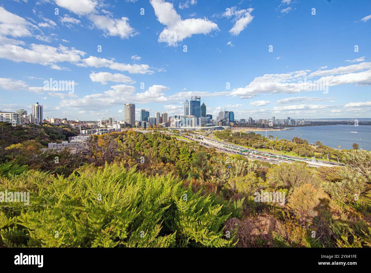 Scenic view of Perth city skyline from Kings Park, showcasing lush ...