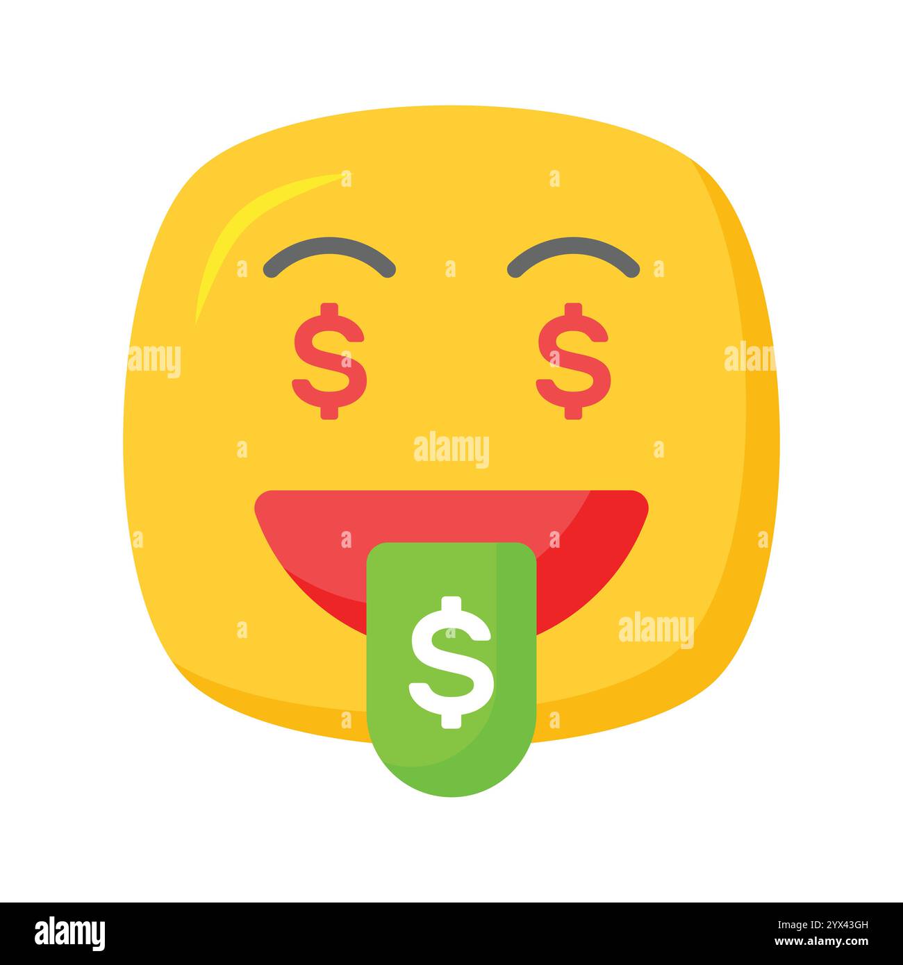 Rich emoji vector design, greedy expressions, dollar sign on tongue ...