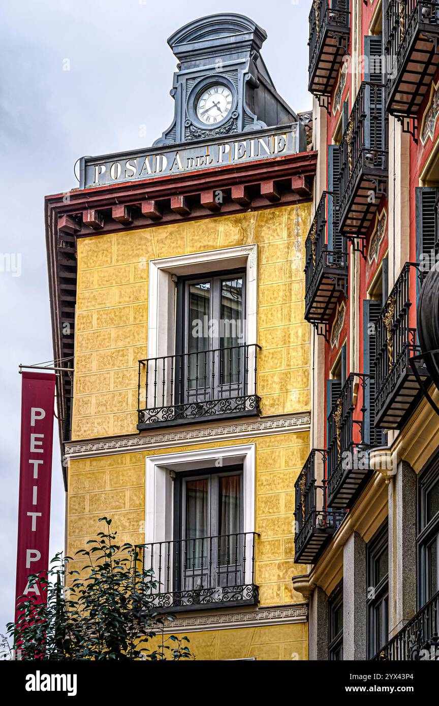 Madrid, Spain - October 14, 2024: Facade with an architectural capital ...